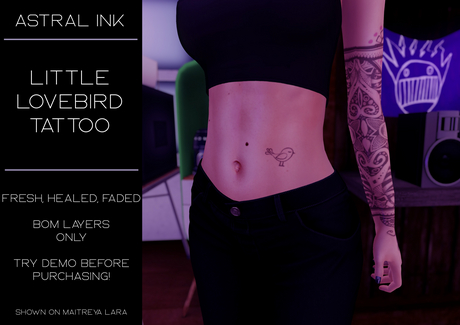 Second Life Marketplace - Astral Ink - Little Lovebird Tattoo - BoM only!